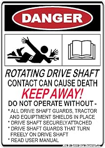 Amazon.com: Safety Decal Unlimited Danger Rotating Drive Shaft Warning ...