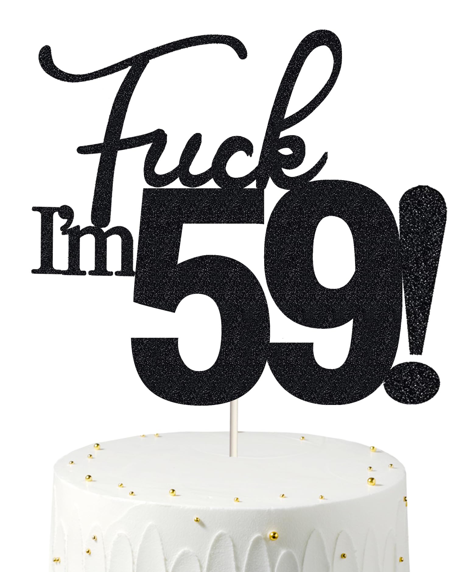 59 Cake Toppers, 59 Birthday Cake Toppers-Black Glitter, Funny 59th ...