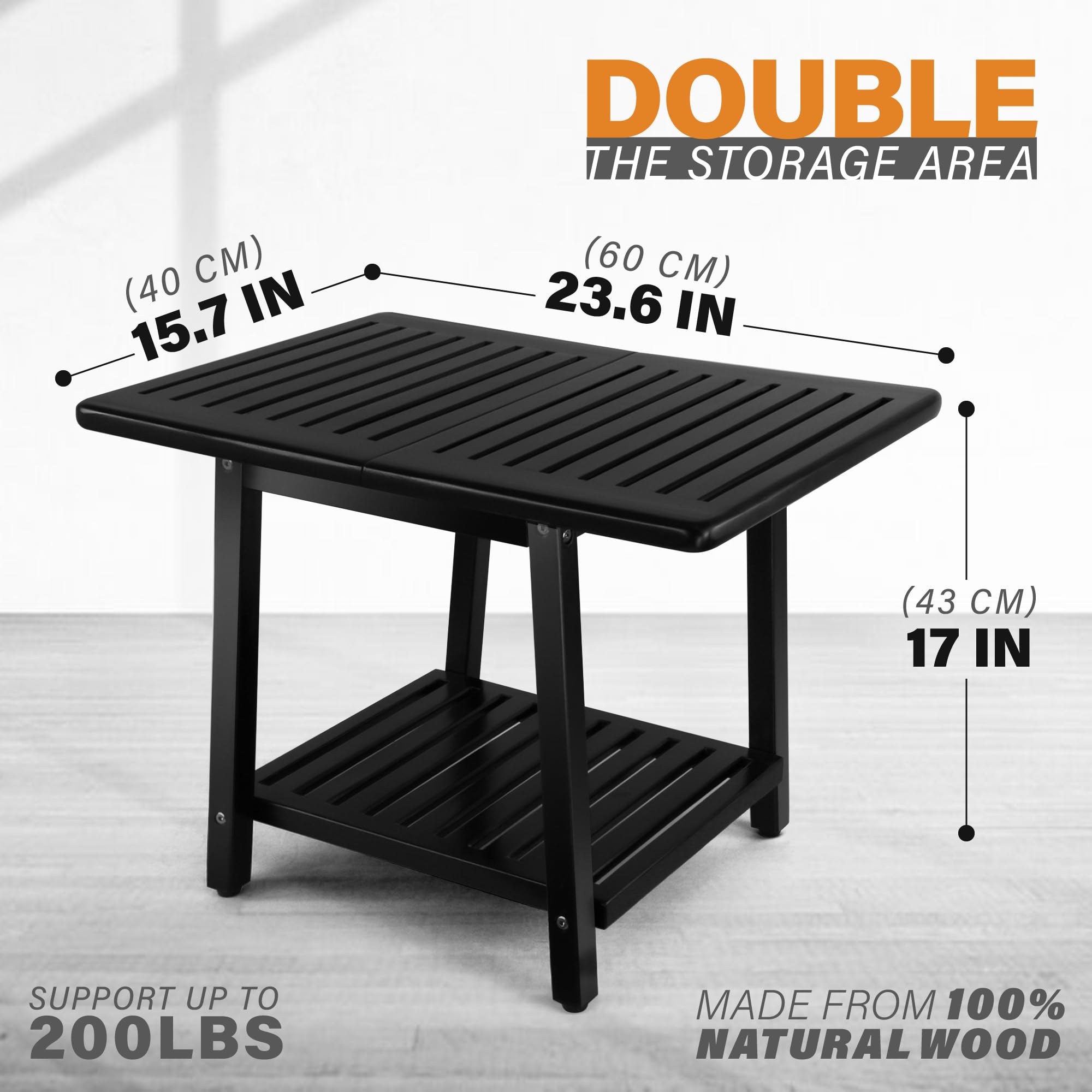 Snapklik.com : ENKEZI Acacia 24 Inches Outdoor Side Table, 2-Tier ...