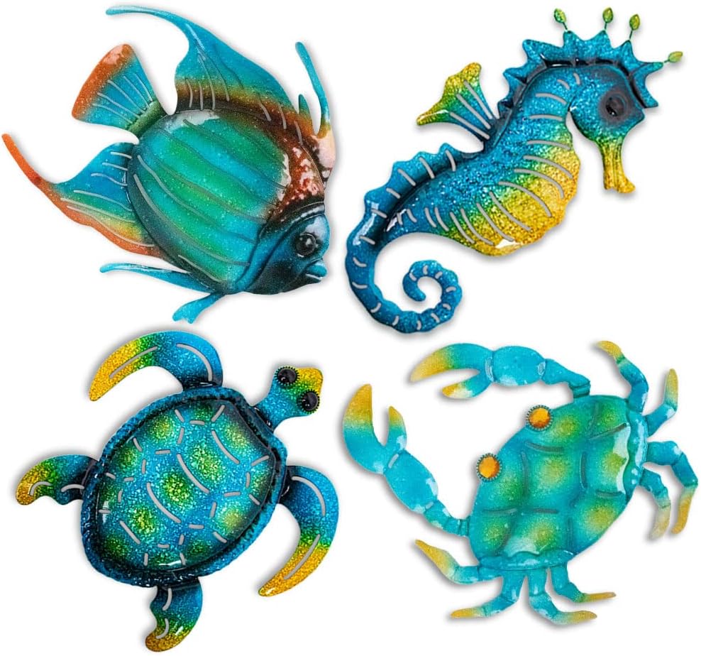 Amazon.com : Lounsweer 6 Pcs Metal Ocean Wall Art Decor Sea Fish Turtle ...