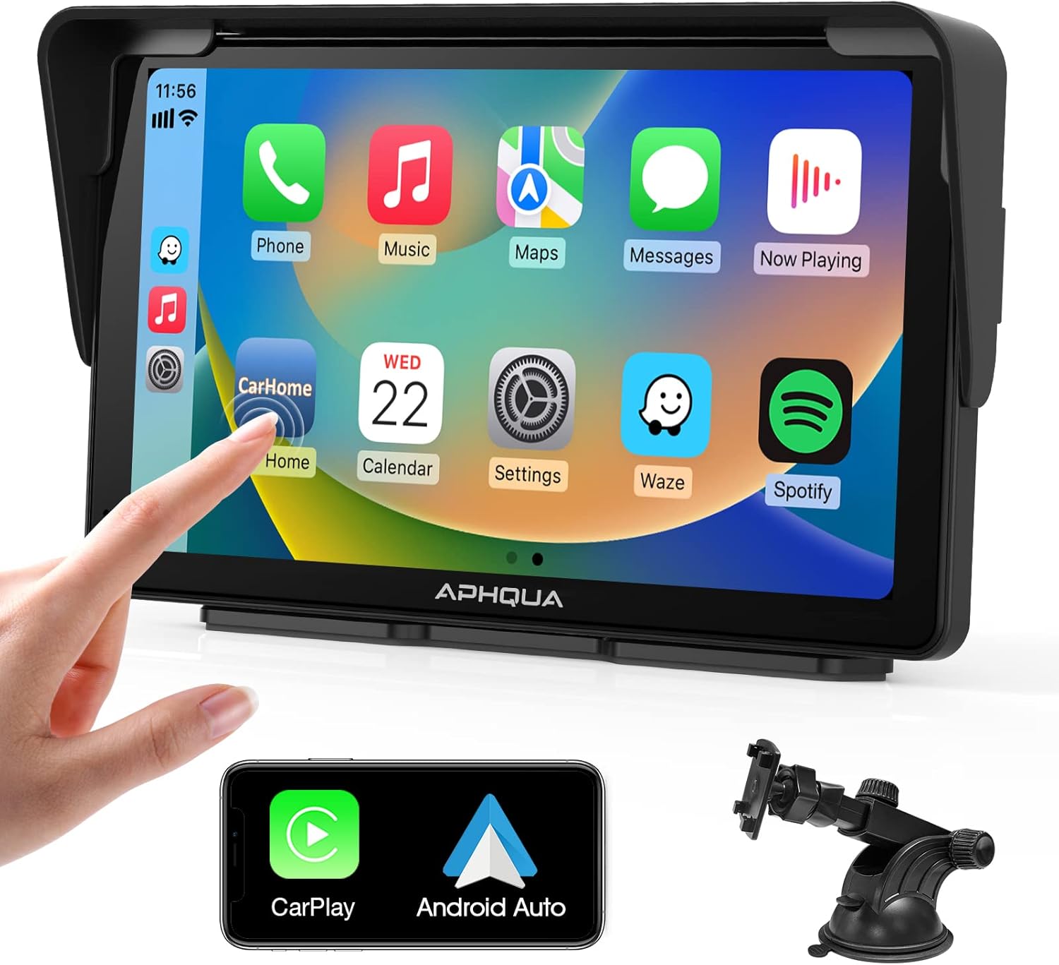 Amazon.com: APHQUA A3-5 Portable Wireless CarPlay and Android Auto Car ...