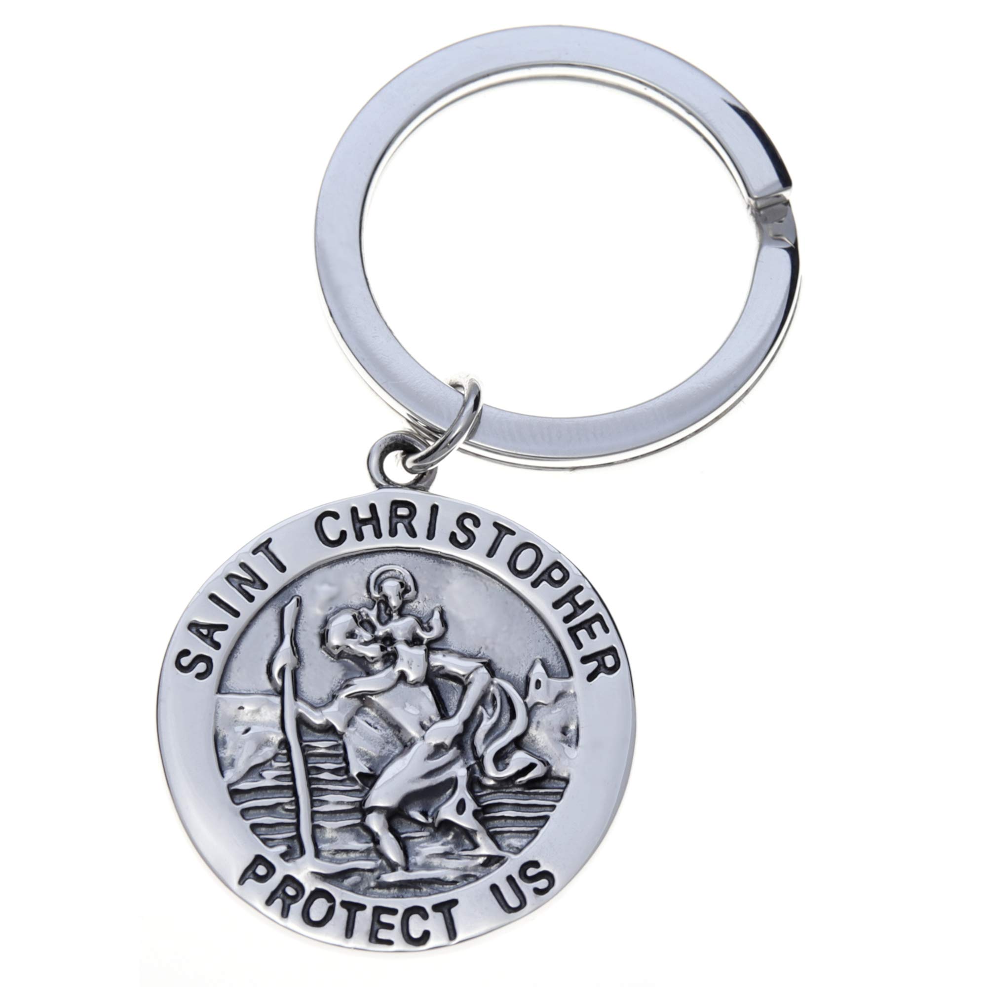 Alexander Castle 925 Sterling Silver St Christopher Keyring for Men ...