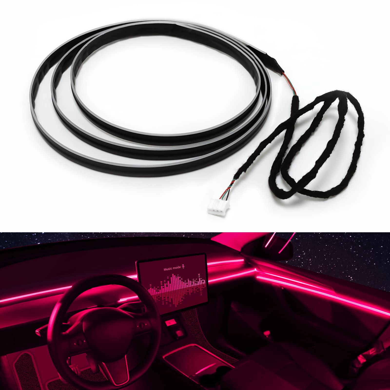Amazon.com: RGB Acrylic Interior Car LED Strip Light 43-inch, which fit ...