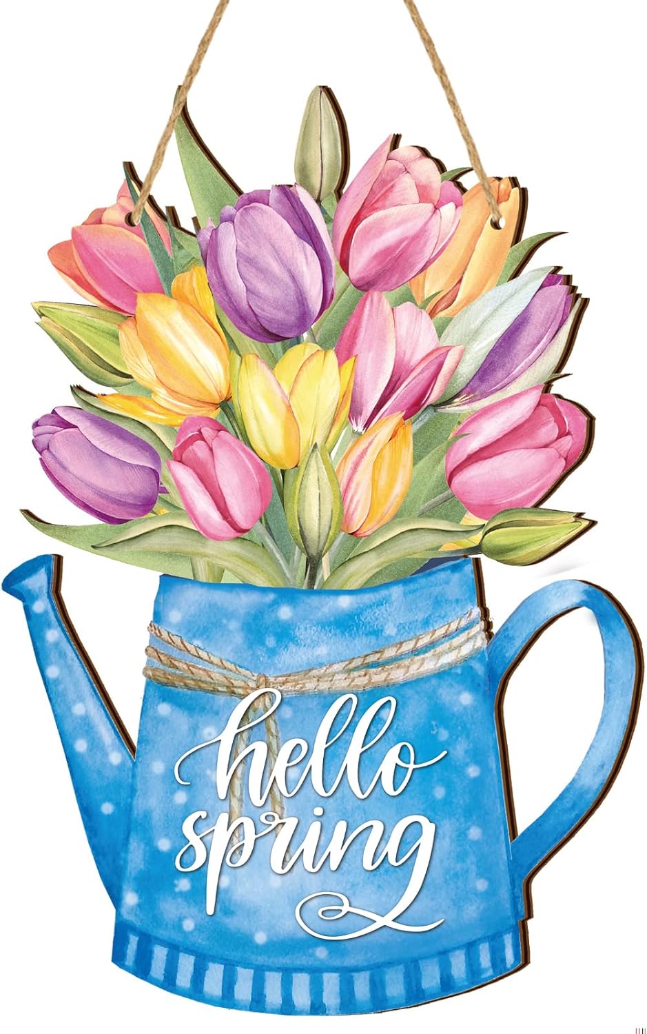 Amazon.com: Spring Flower Door Sign Spring Door Decor Hello Spring Sign ...