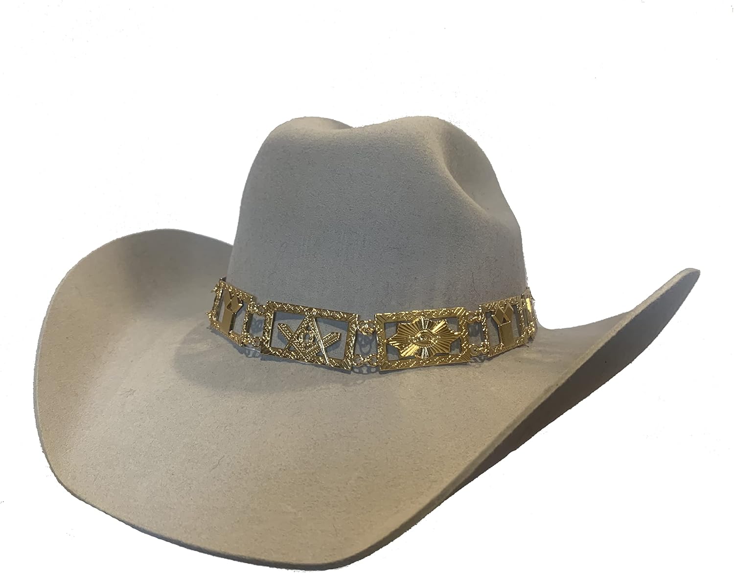 GENUINE TEXAS BRAND Sombrero con joyas masónicas doradas – Yaxa Colombia