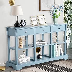 Amazon.com: Teal Blue Hallway Table Console Table, Long Entry Table for ...