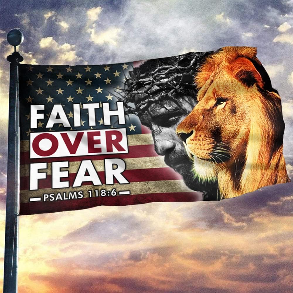 Amazon.com : Jesus Christ Flag Lion of Judah Christian Cross and ...