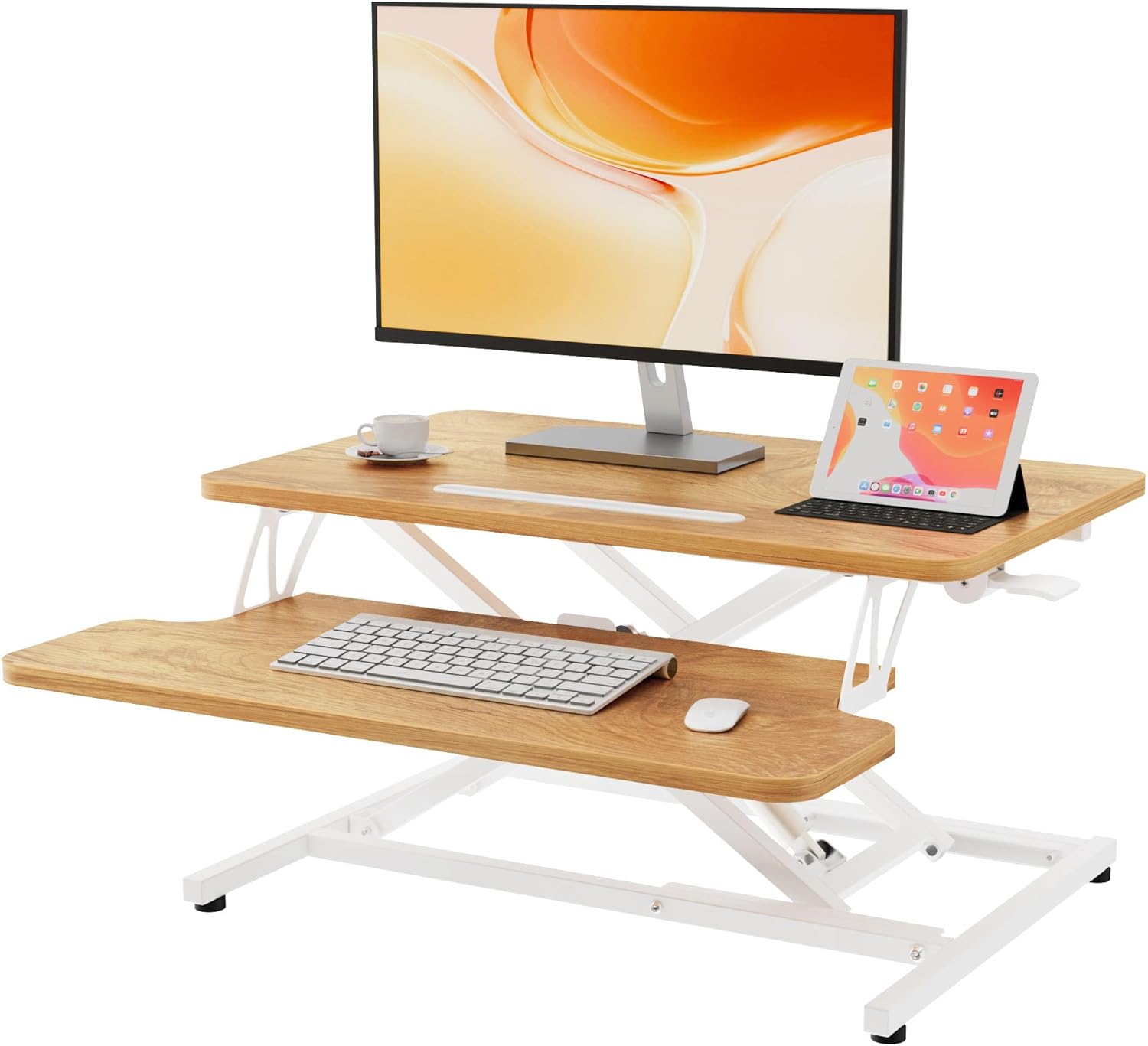 ERGOMAKER Standing Desk Converter, 26"/66cm Wide Height Adjustable Quick Sit to Stand Up Desk ...