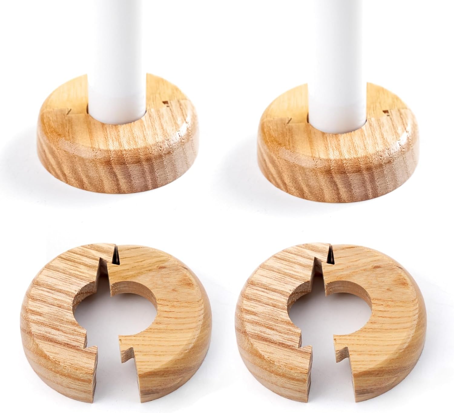 Wooden Radiator Pipe Collars 4.5cm Wide Cover Oak for 15mm Pipes | Pack ...