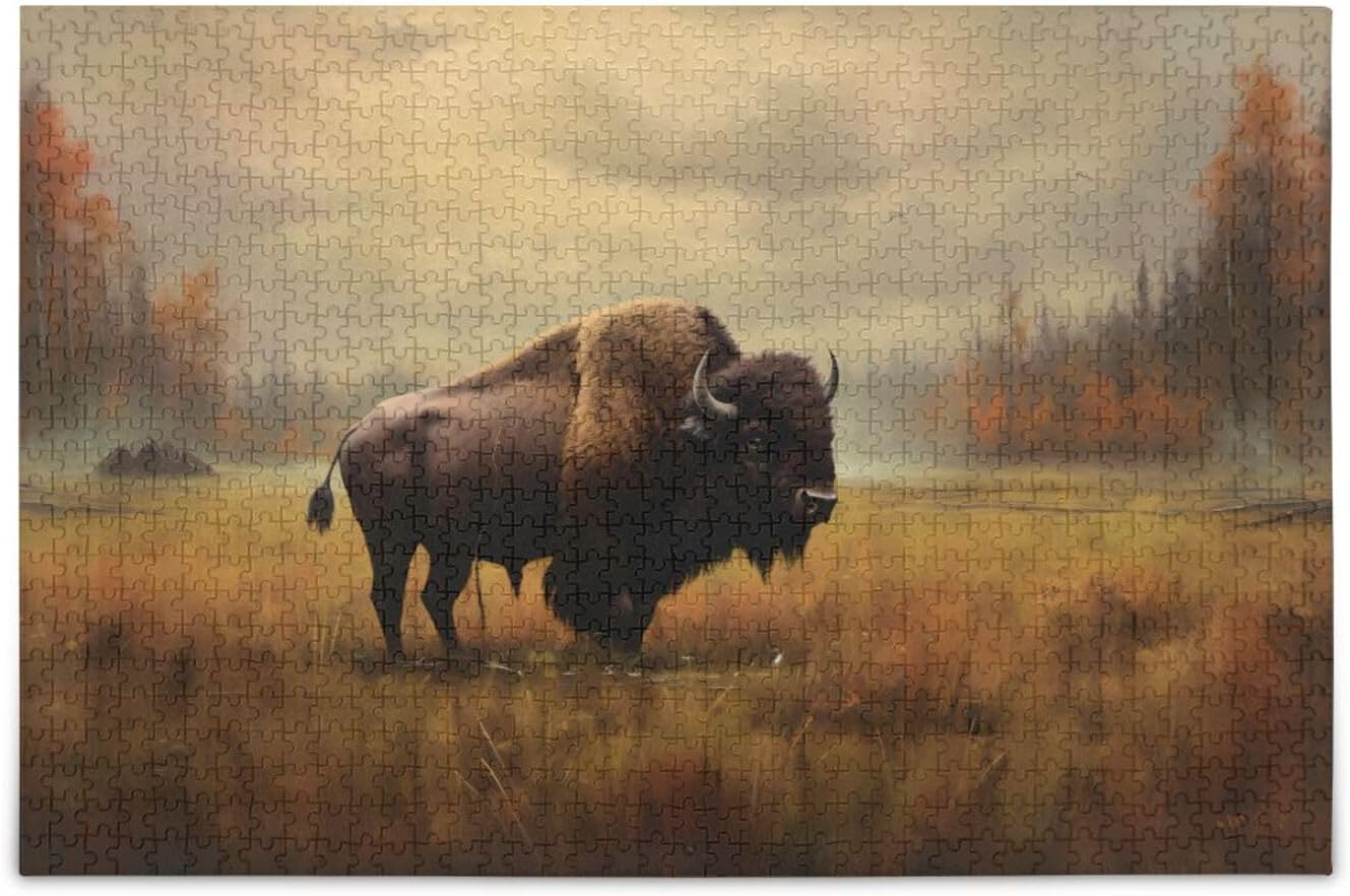 Amazon.com: WOIWB Field Bison Jigsaw Puzzle 1000 Piece Adults with ...