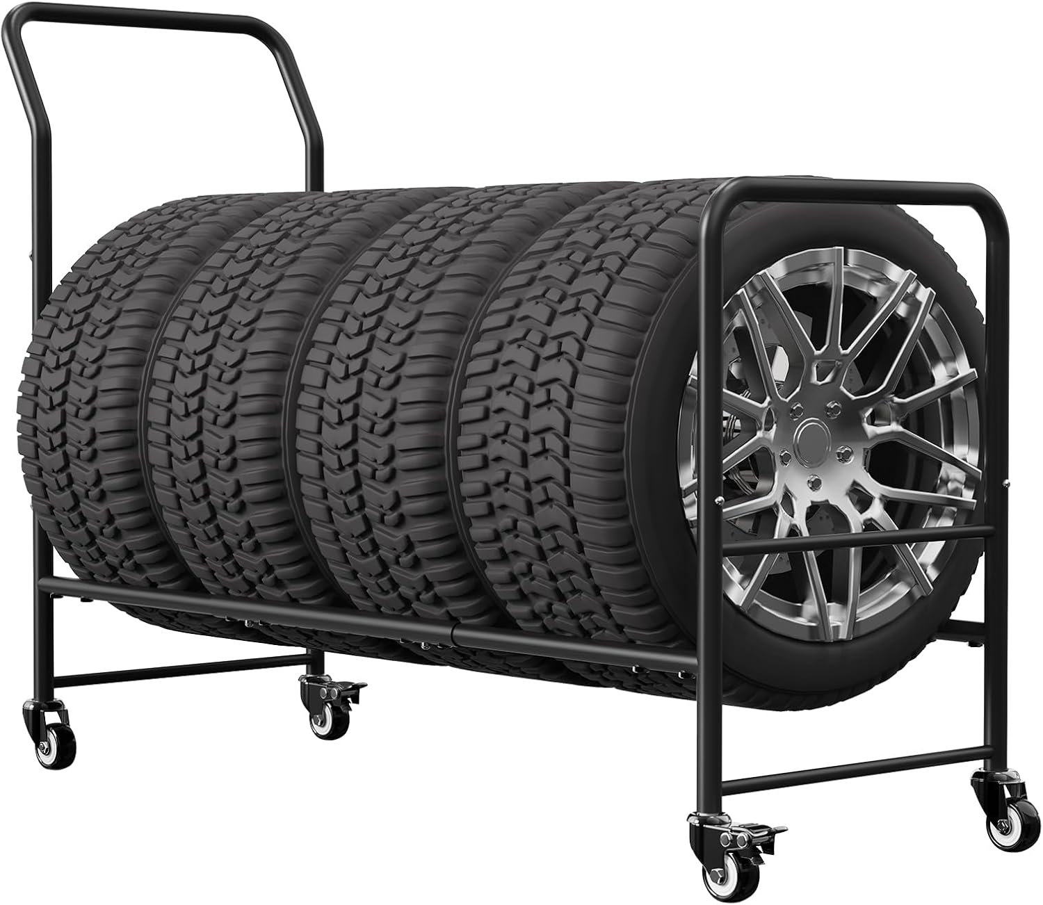 Amazon.com: Rolling Tire Rack Adjustable,Metal Tire Storage and ...