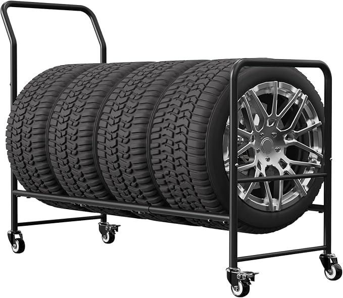 Amazon.com: Rolling Tire Rack Adjustable,Metal Tire Storage and Transport Trailer,Heavy Duty ...