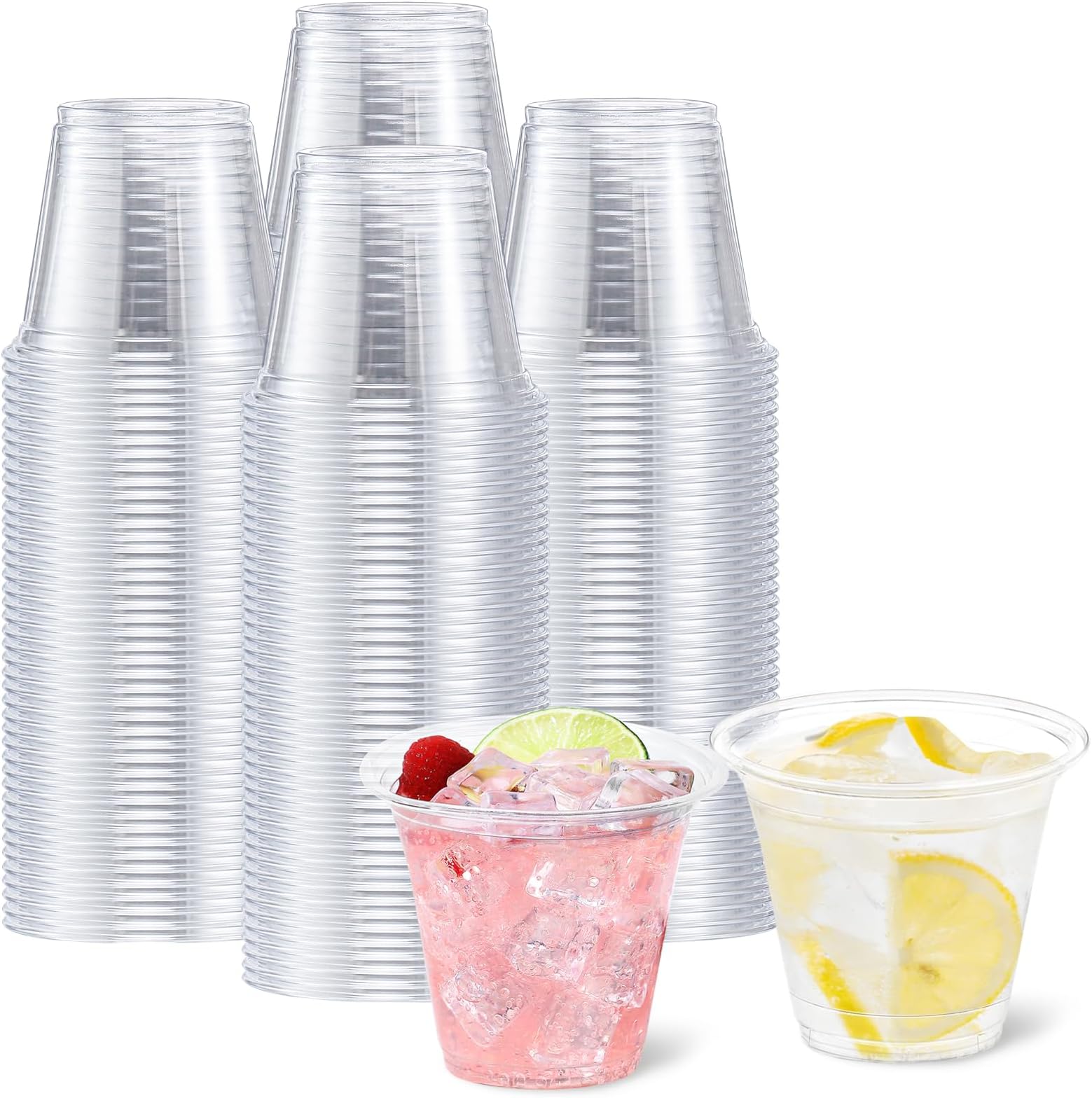 Amazon.com: 9 oz Clear Plastic Cups (200 Pack), Shatterproof Disposable ...