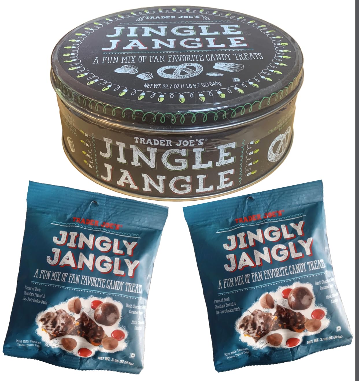 Amazon.com: Trader Joe Jingle Jangle 22.7 ounce Canister and Two (2) 2.95 ounce Bags of Jingly ...