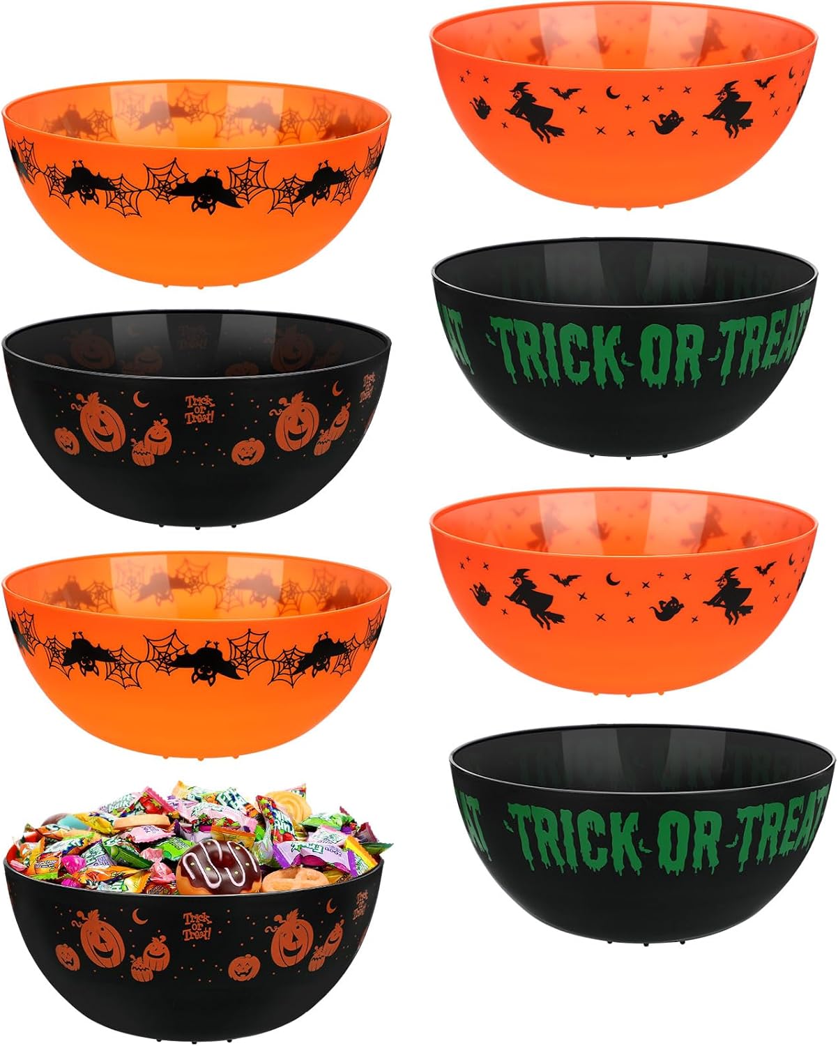 Amazon.com | Geelin 8 Pcs Halloween Candy Bowl, Halloween Plastic Trick Treat Candy Bowls ...