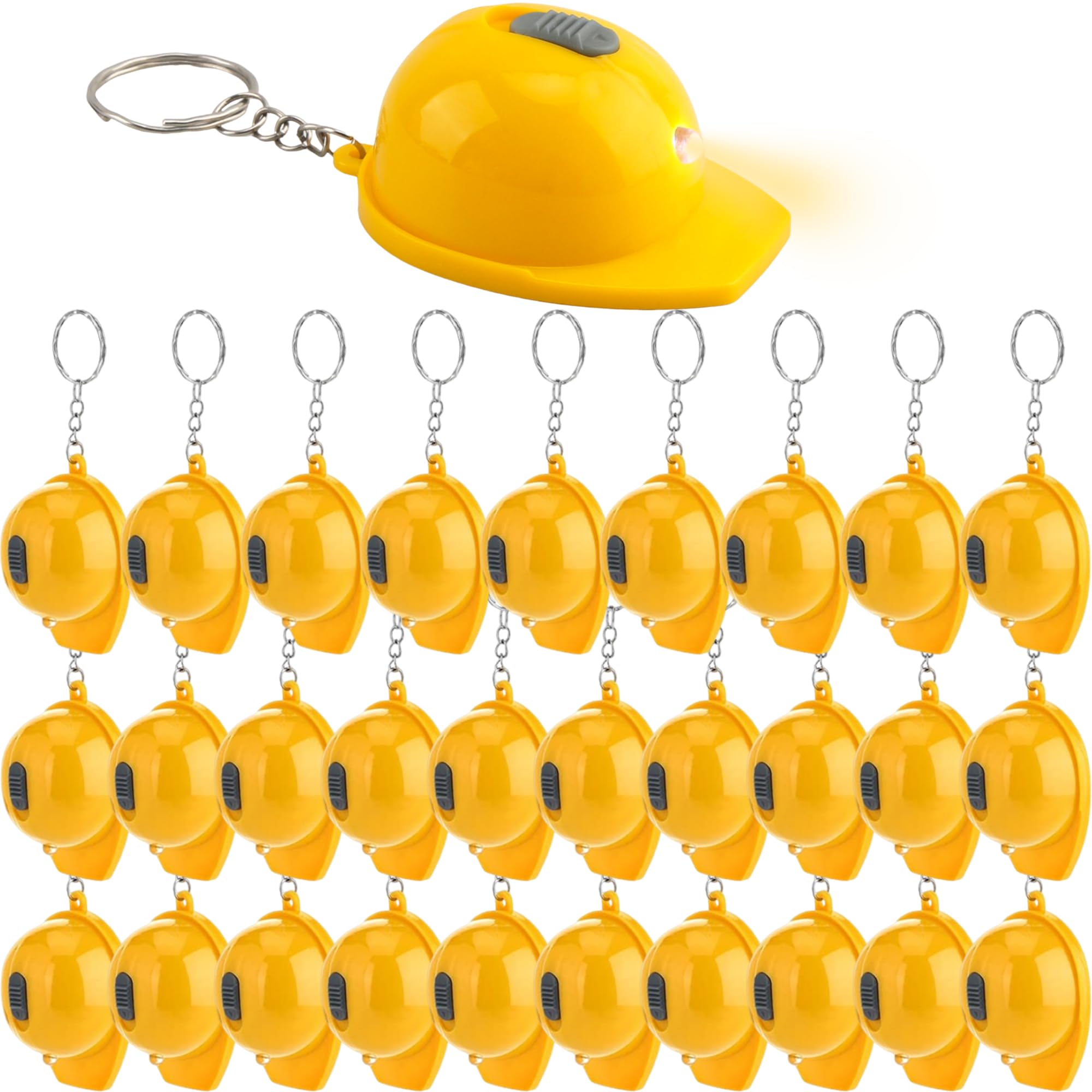 Amazon.com: Rcanedny 30 Pack Mini Construction Hat Flashlight Keychain ...