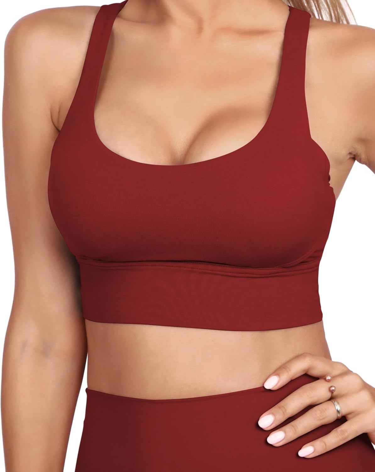 Grace Form Strappy Sports Bra for Women Padded Push Up Sport Bra Athletic Running Workout Bra ...