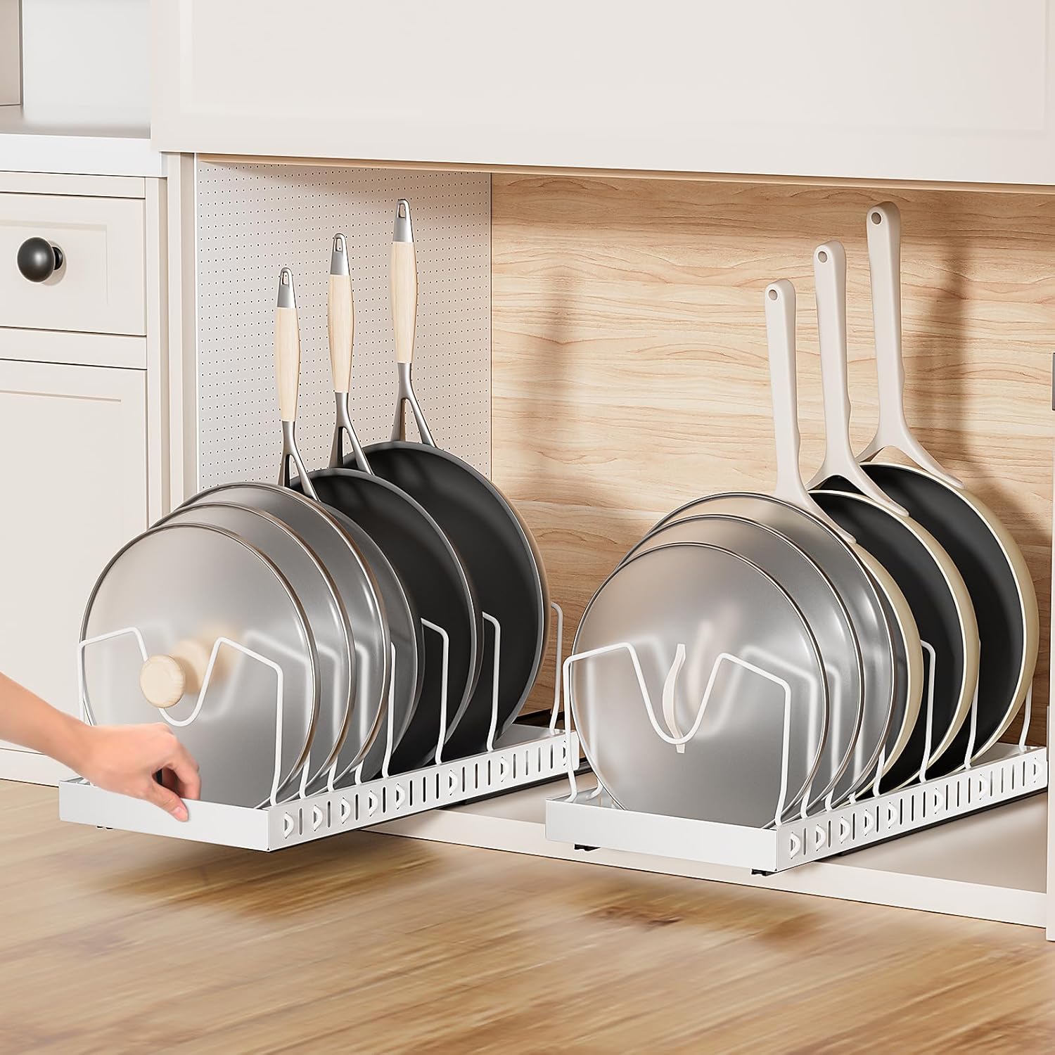 Amazon.com: GoMaihe Pull-out Pots and Pans Organizer 2 Pack - Under ...