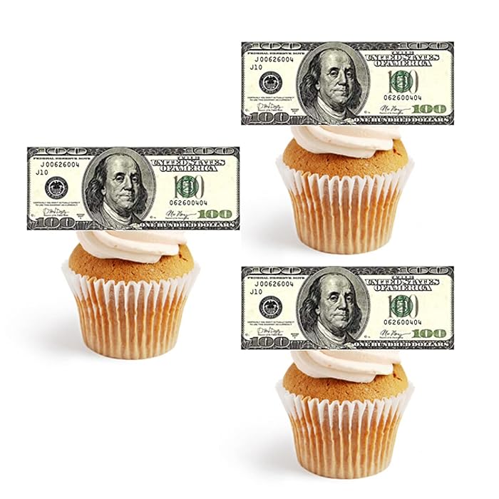 Buy CHOCKACAKE 20x Edible Wafer Mini 100 Dollar Bills Cake Decorating ...
