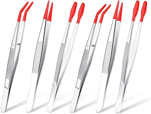 Amazon.com: Mixweer 6 Pcs Rubber Long Tipped Tweezer Set for Jewelry ...