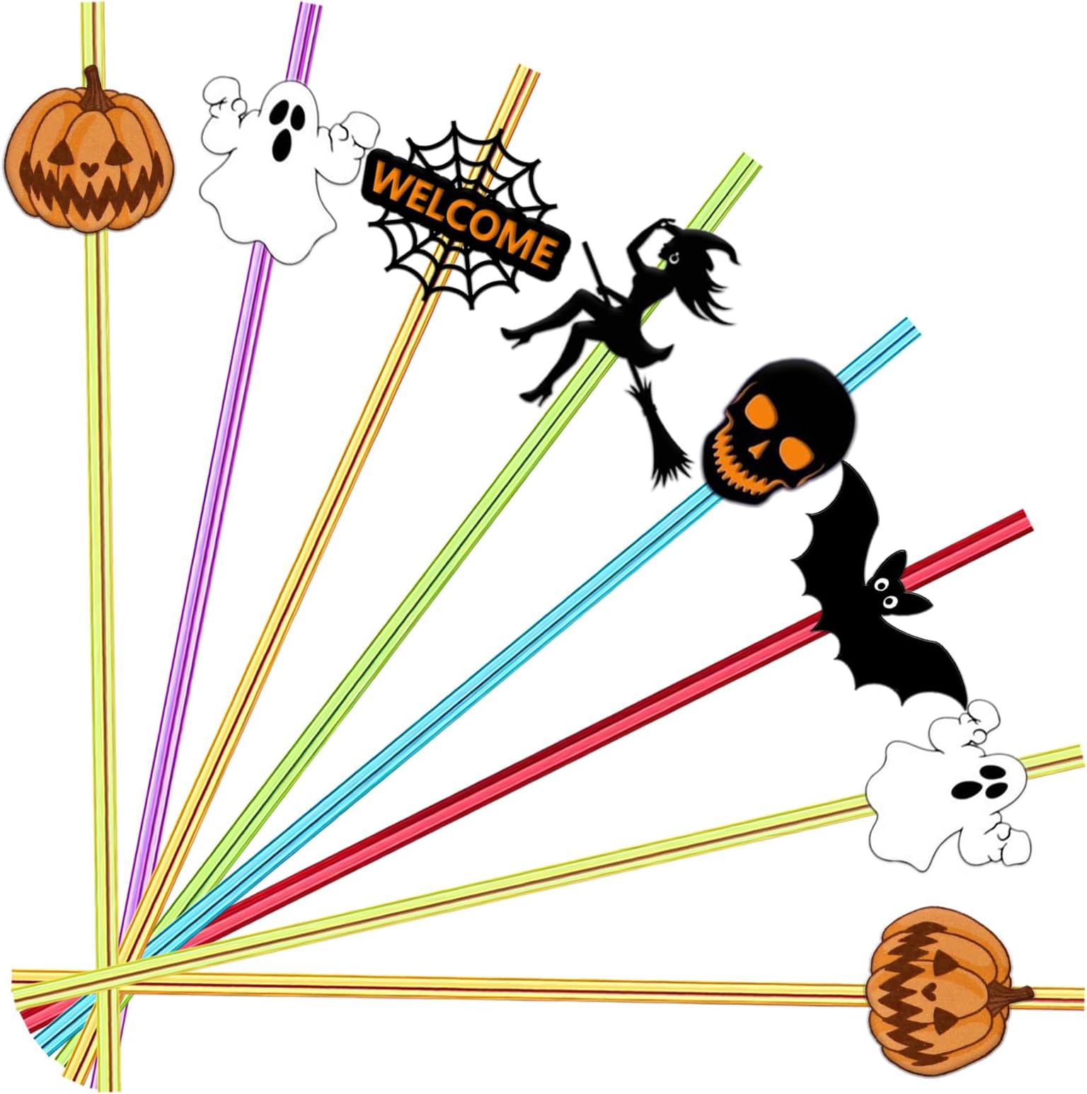Amazon.com: Bokon 200 Sets Halloween Black Bat Straws Disposable ...