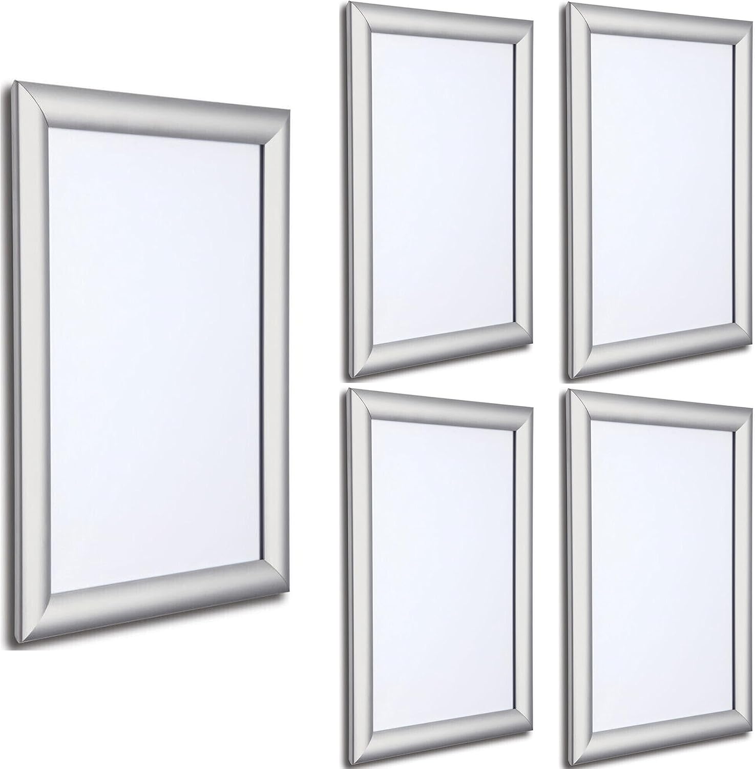 Pack OF 5. A5 Snap Frame – Silver 25mm Frame with Mitred Corners - size – 148mm x 210mm ...