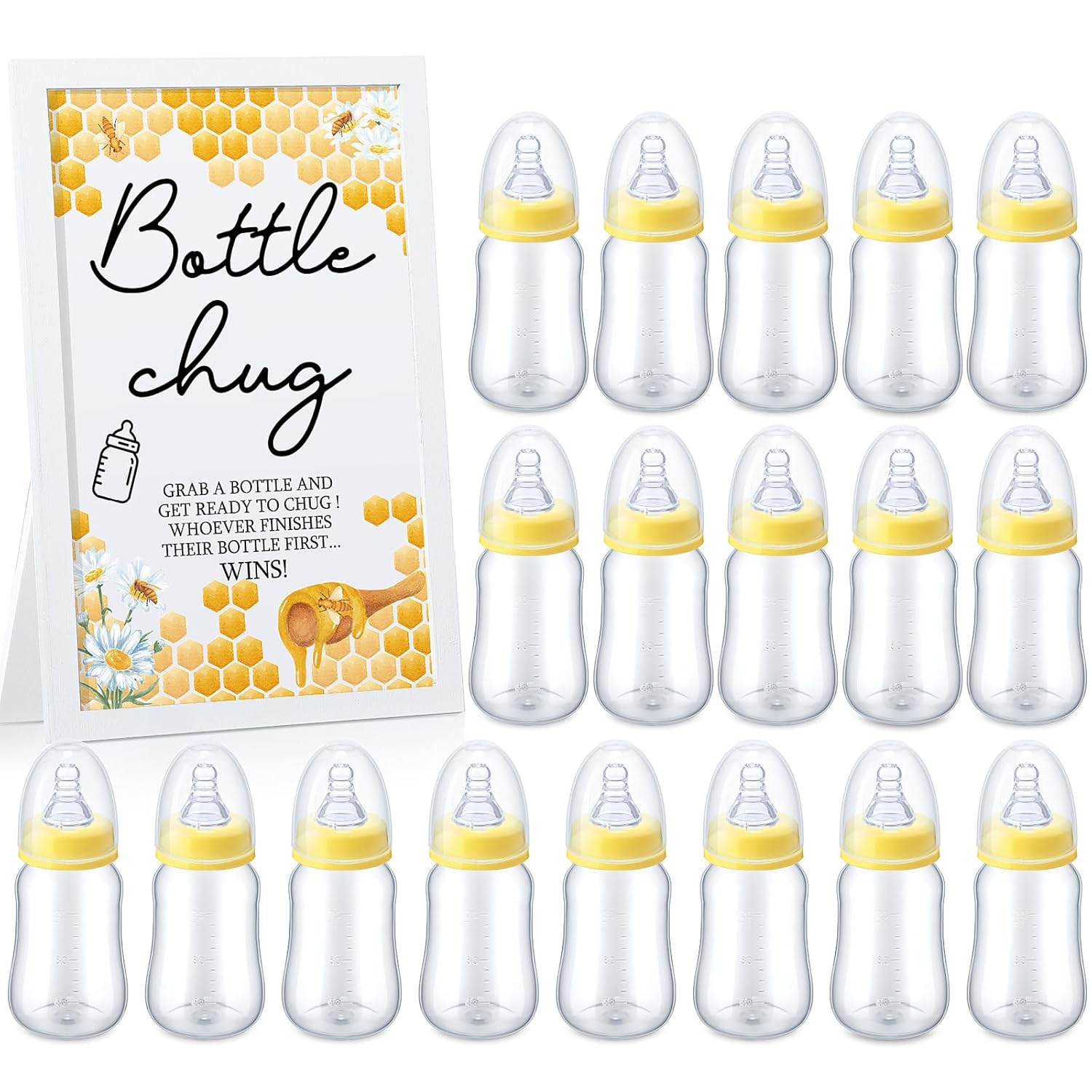 Amazon.com : Roowest Bottle Chug Baby Shower Game Sign Wooden Game ...