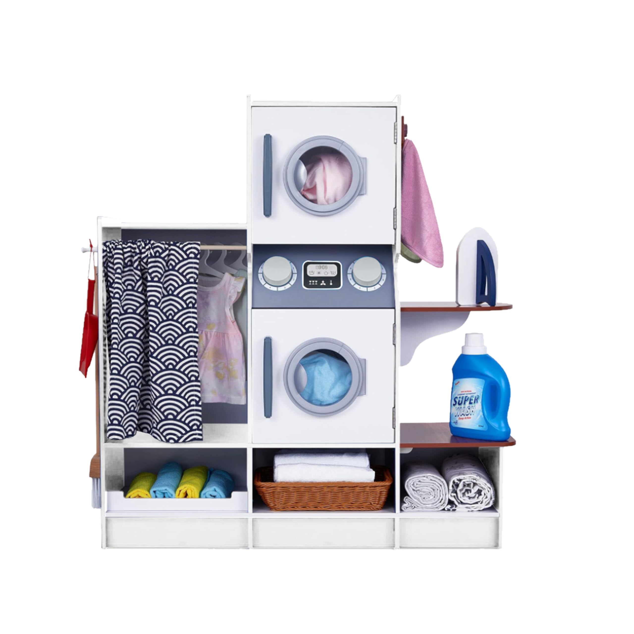 Amazon.com: Lil’ Jumbl Kids Washer and Dryer Playset, Wooden Children's ...