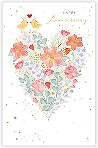 Anniversary Card - Floral Heart and Birds - House of Turnowsky Design ...
