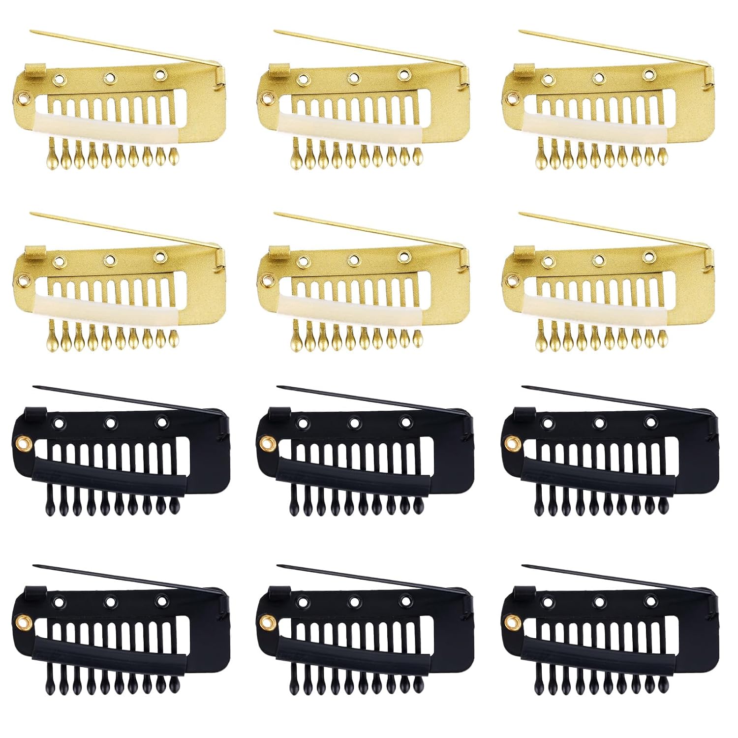 Amazon.com : 12pcs Deluxe Wig Clip with Safety Pins, 10-Teeth Hair ...