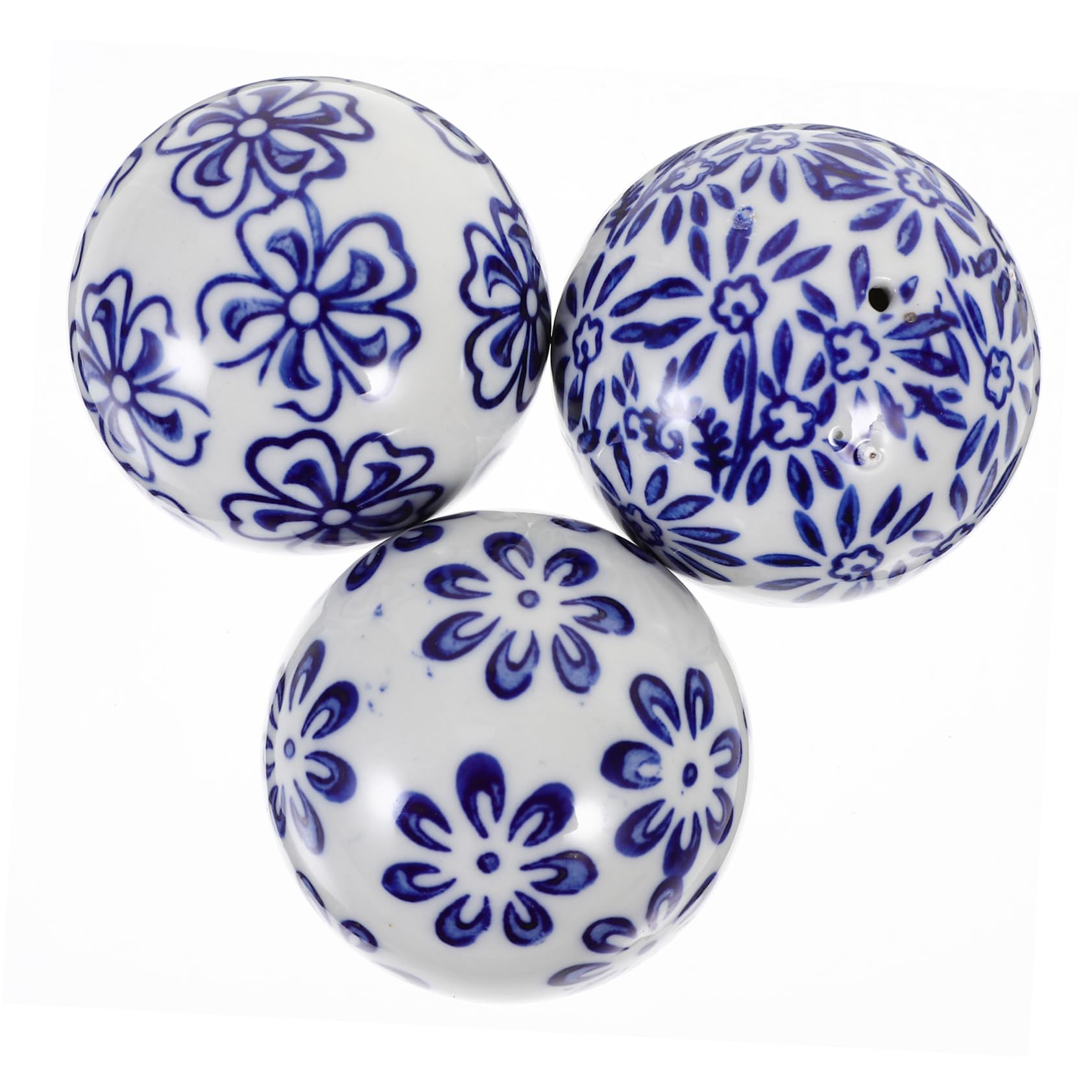 Artibetter Ceramics Balls 3pcs Porcelain Sphere Balls Blue and White ...