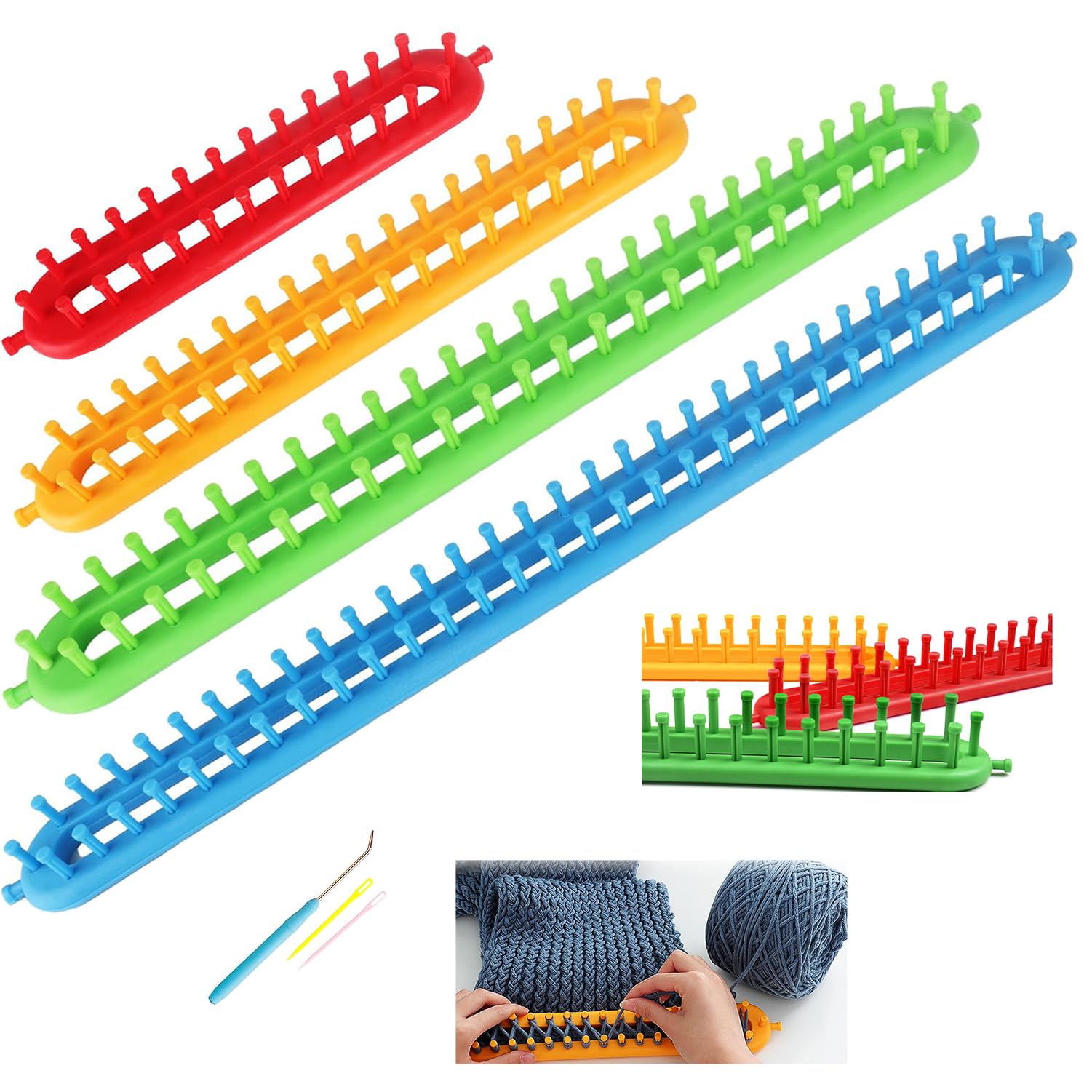 Amazon.com: JadwigaS Knitting Looms Boards Set, ABS Plastic, Insertable ...