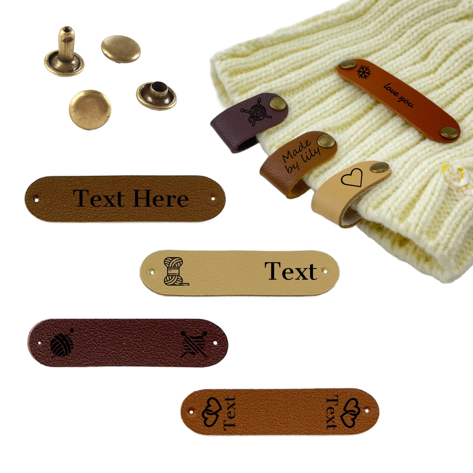 Amazon.com : HJX Custom Leather Tags for Handmade Crochet Knitting ...