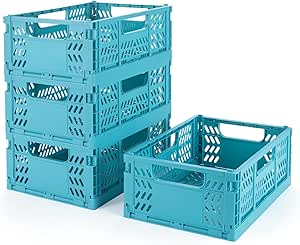 Amazon.com : Olyzer 4 Pack Plastic Storage Basket, Folding Storage Box ...