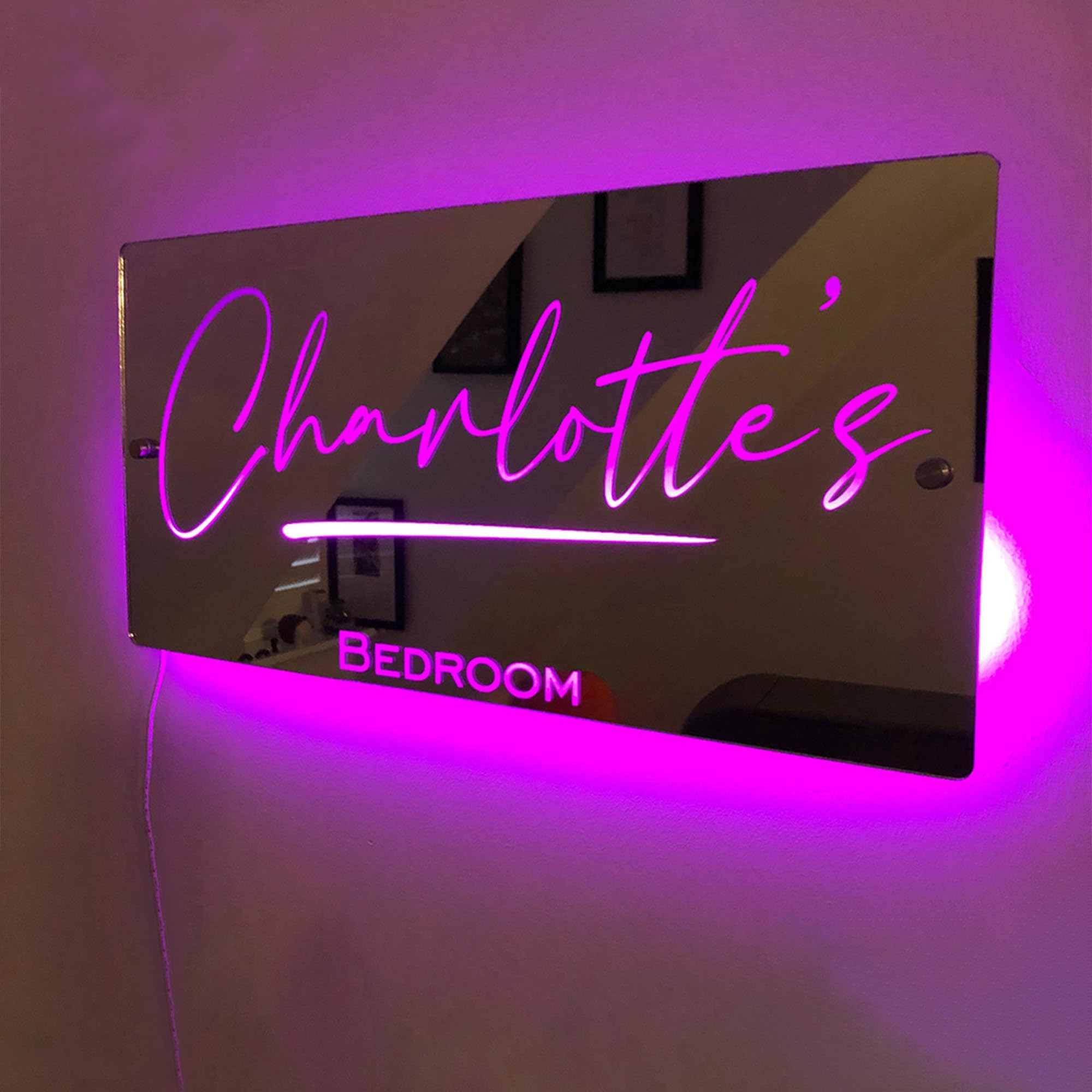 hadefa LED Luminous Name Mirror Personalized Family Name 12 Colors ...