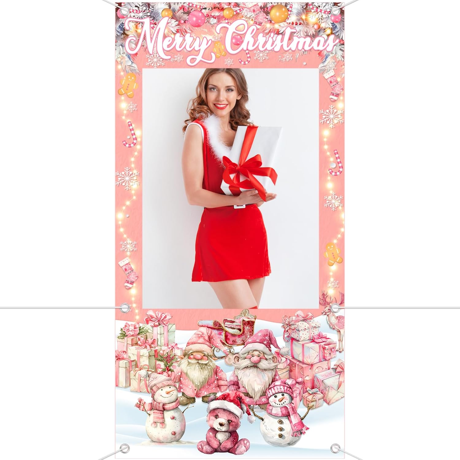Amazon.com: HOWAF Pink Merry Christmas Photo Booth Props - Santa Claus ...