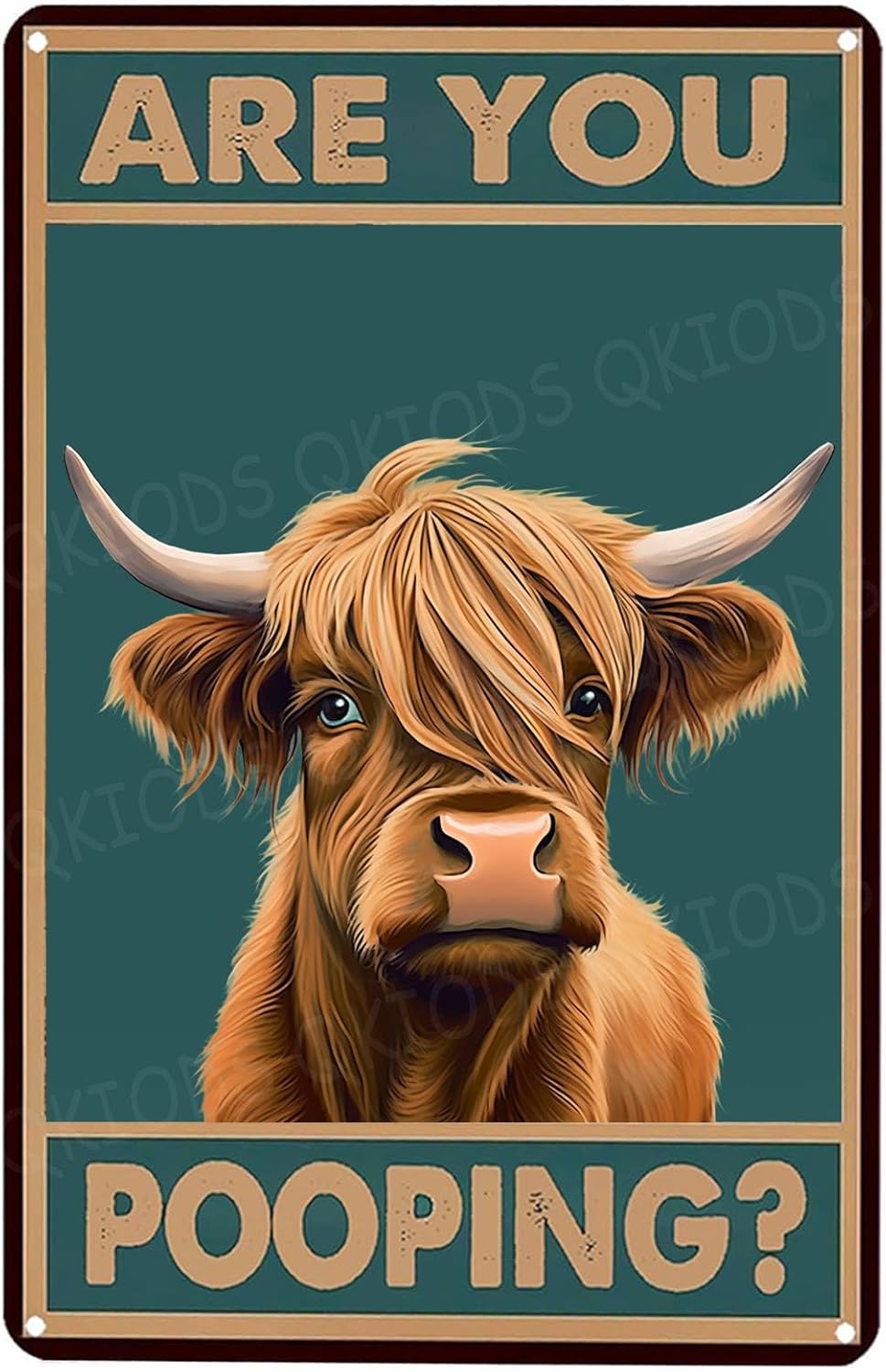 Amazon.com: Highland Cow Are You Pooping Funny Retro Tin Sign Aluminum ...