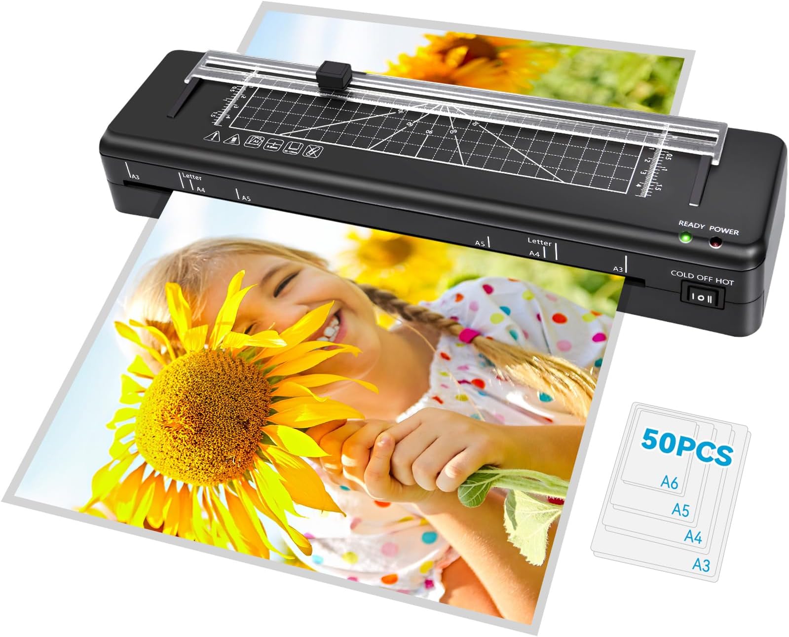 Laminator A3 Laminator Machine with Built-in Trimmer, Fast Warm-up, 13 ...