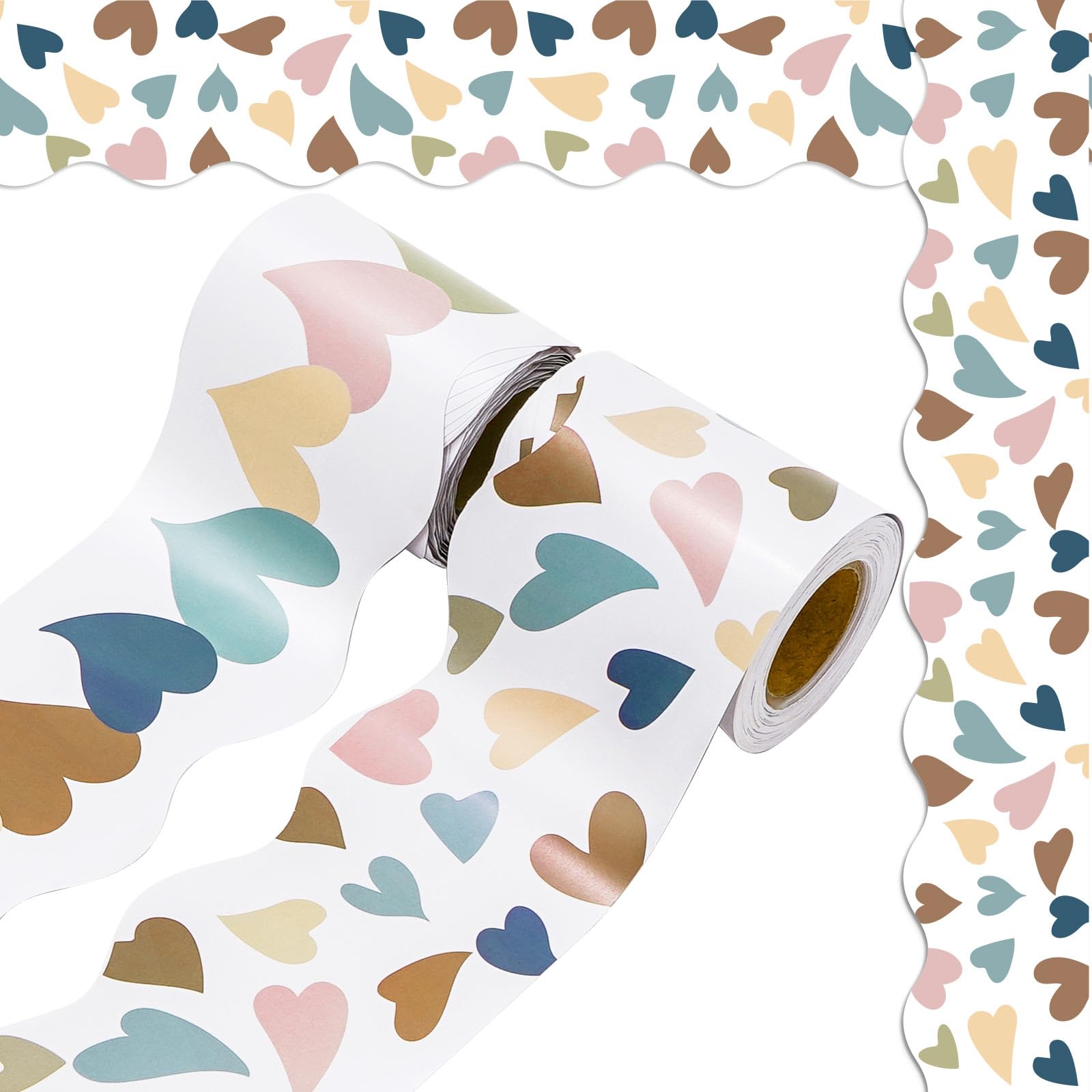 Amazon.com: AnyDesign 65.6Ft Boho Heart Bulletin Board Borders Colorful ...