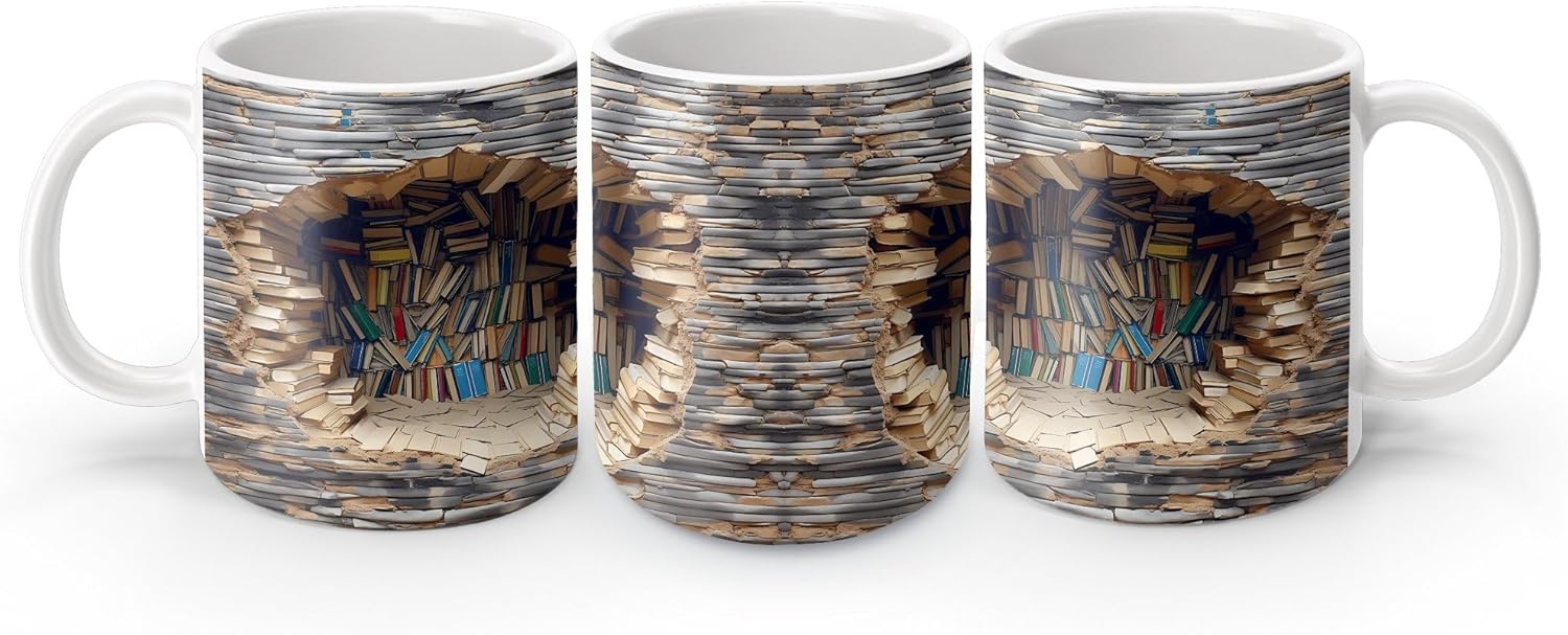 Amazon.com: Printlabz 3D Bookshelf Coffee Mug - Book Mug 3D - Librarian ...
