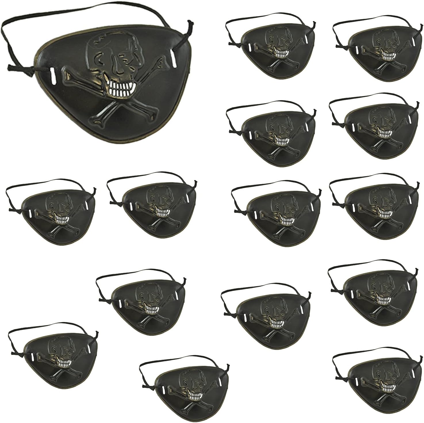 SHATCHI 12Pcs Plastic Pirate Eye Patch Skull and Cross Bones Pirate ...