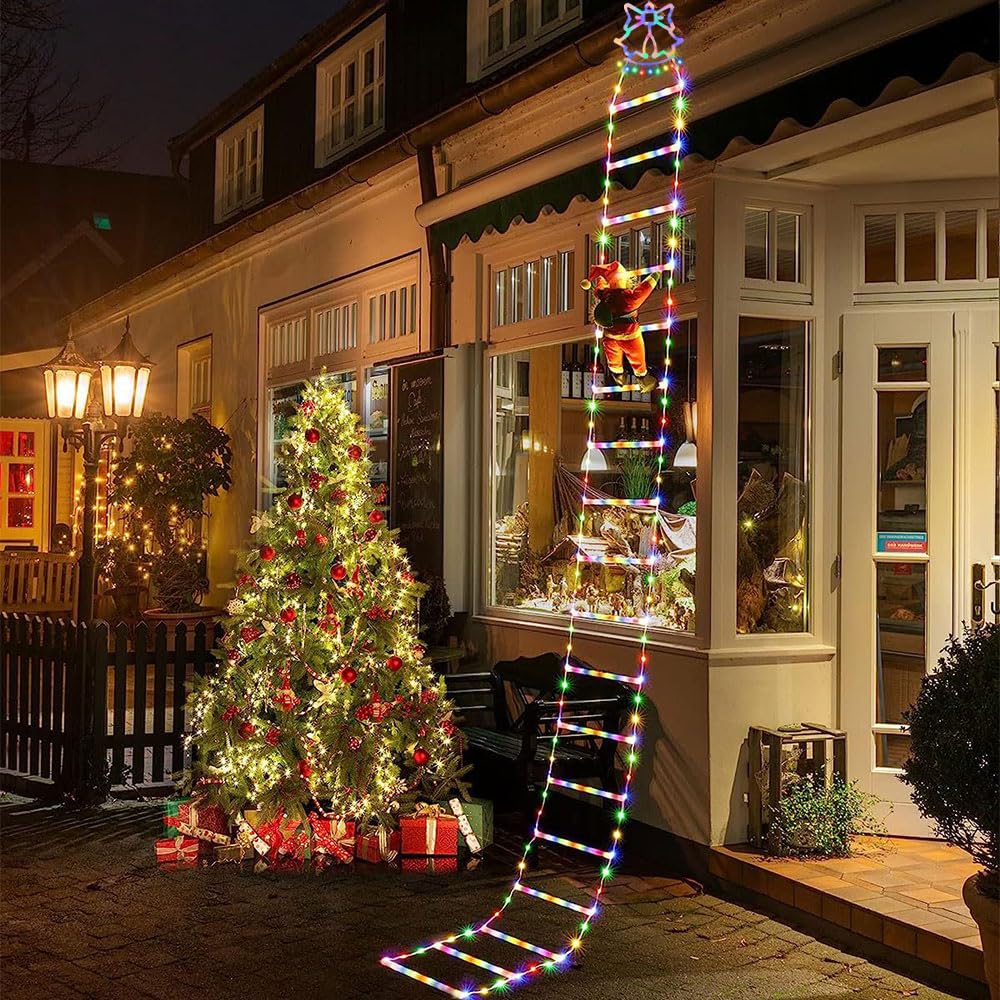 SKJJL LED Ladder with Santa Claus, Santa Claus Climbing on Ladder with ...