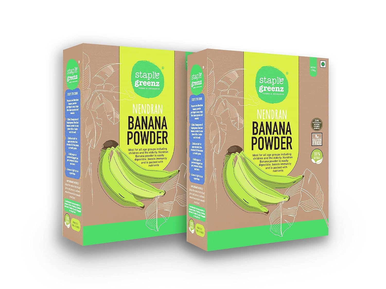 STAPLEGREENZ NENDRAN Banana Powder -250g ,100% Natural, No ...
