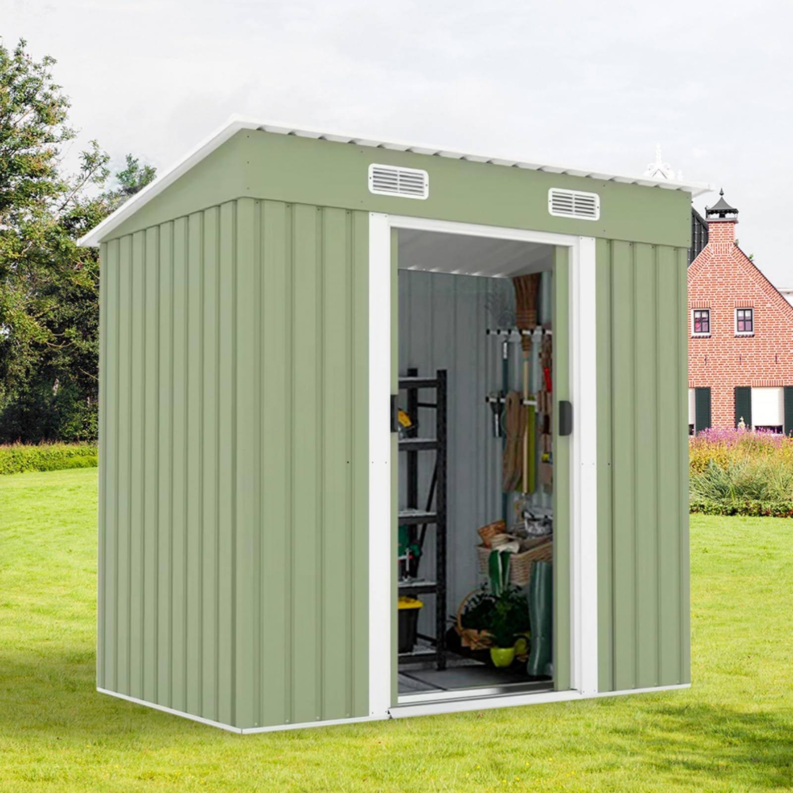 Amazon.co.jp: HXCQYGL 物置 屋外 大型 倉庫 大型物置 戸外収納庫 物置2800L W183*D108*H182cm 防水/耐侯 収納可能 ガーデン/庭/田畑/農場 頑丈 ...