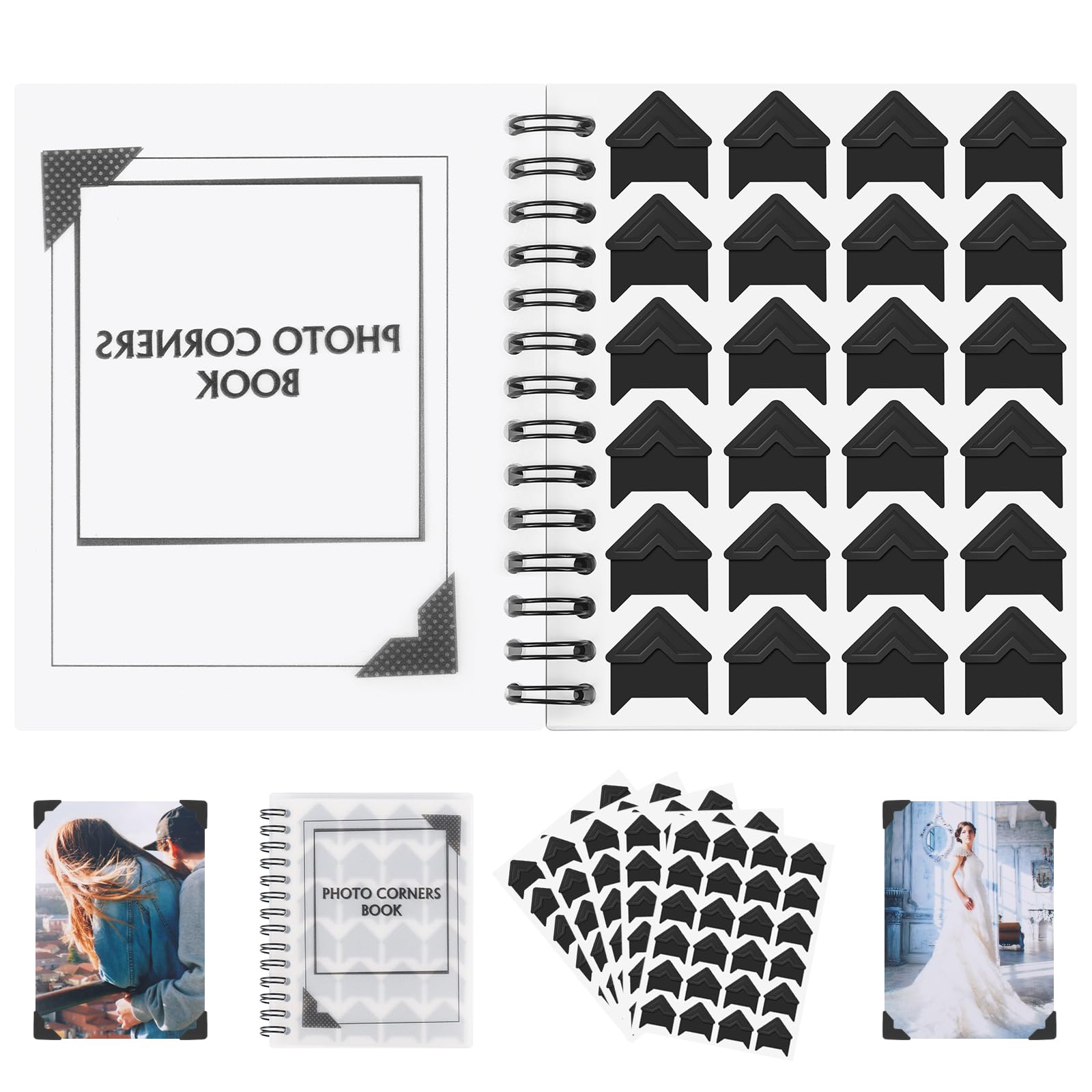 Amazon.com: GOONAVI 15 Sheets 360 PCS Black Photo Corners Notebook ...