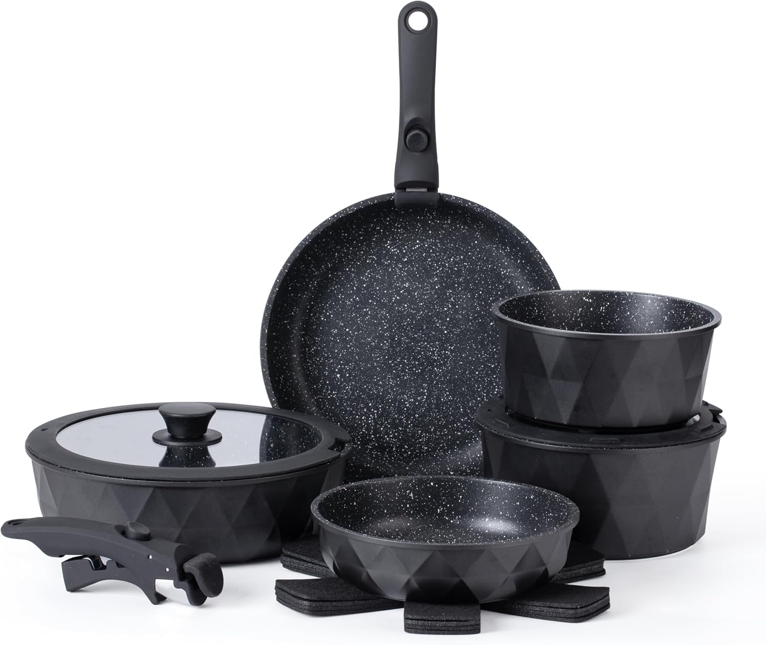 Amazon.com: Country Kitchen Cookware Set with Removable Handle, Oven ...