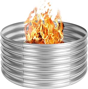 Amazon.com: Toolterritary 36 inch Fire Pit Ring, Galvanized Fire Ring 1 ...