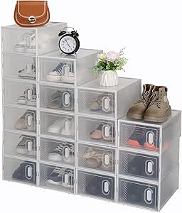 Amazon.com: WOW PIONEER 18 Pack Shoe Storage Boxes with Lids, Clear ...