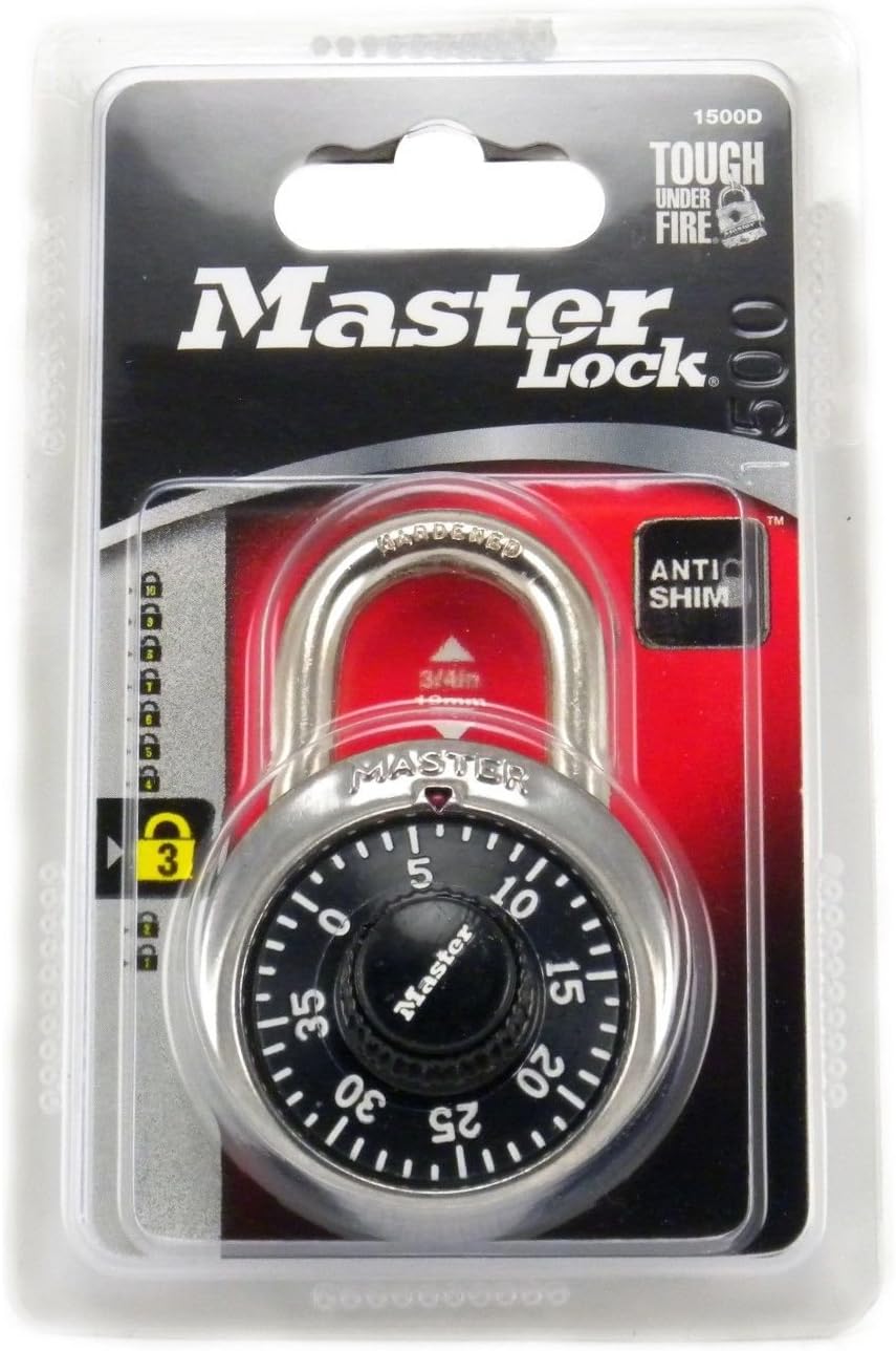 Master Lock Combination Padlock, 3 Number Dialing, Rust Resistant, Steel (1500D) - Amazon.com