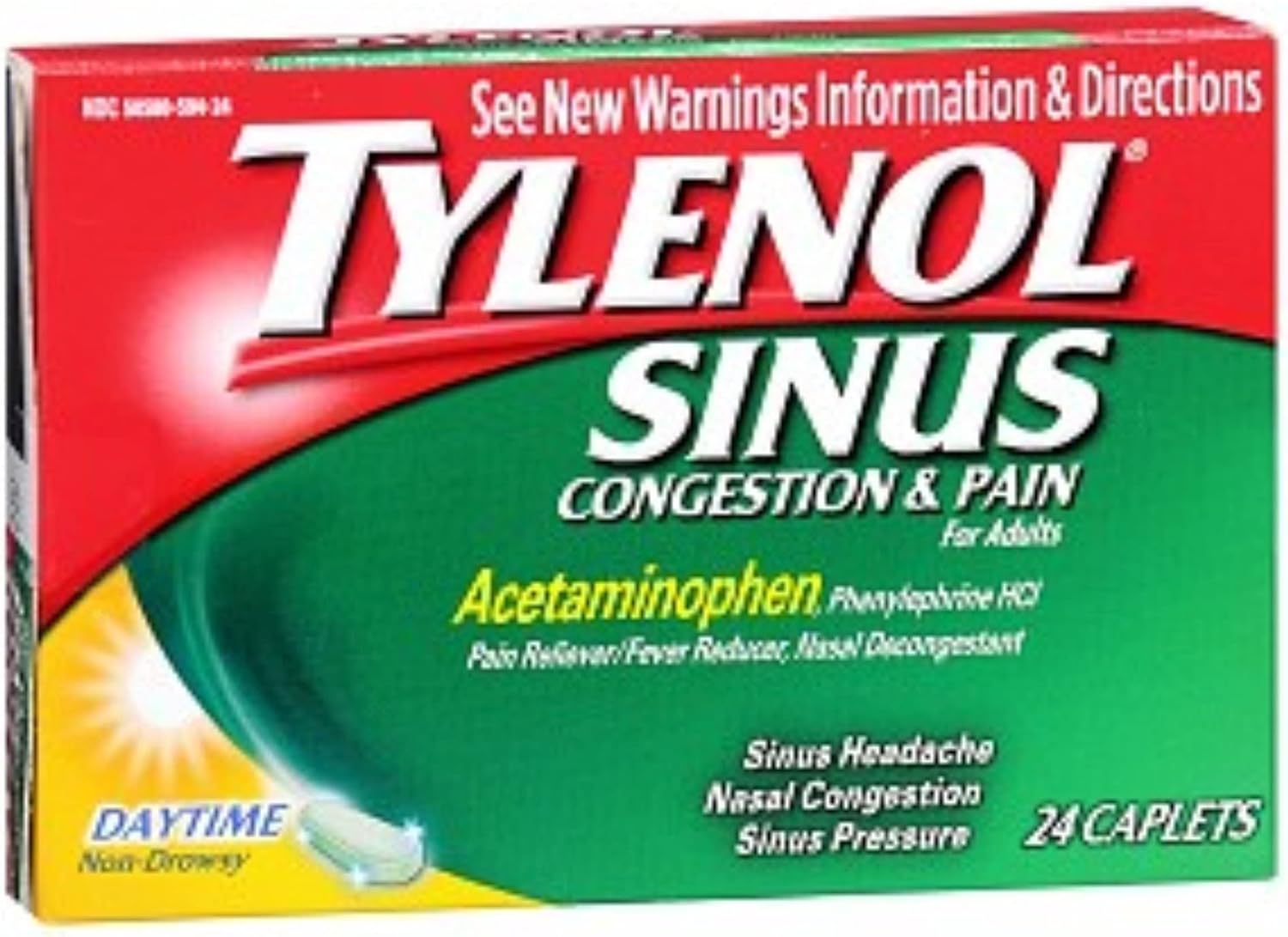 Amazon.com: Tylenol Sinus Congestion and Pain Caplets Daytime, 24 Caps ...